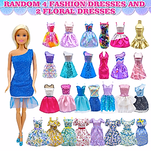 Style Shine 50 Pack Doll Clothes and Accessories, 4 Wedding Gowns 2 Evening Dresses 6 Fashion Dresses 6 Set Casual Outfits Top and Pant 2 Swimsuit Bikini, 20 Hanger 10 Shoe Toys for Girl Birthday Gift