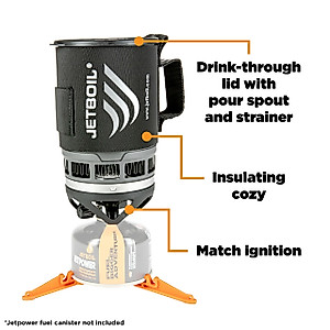 Jetboil Zip Camping Stove Cooking System, Carbon