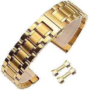 Niziruoup 22mm Stainless Steel Watch Band Universal Metal Watch Strap Smartwatch Replacement Band Men Women fit Most Traditional Watches, Stainless Steel, Gold