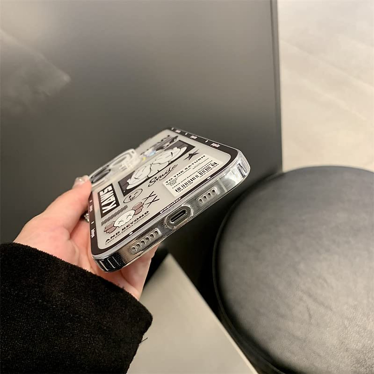 Cool Clear Case Compatible with iPhone 13 Mini for Mens and Womens,Clear Case with Cartoon Street Fashion Pattern Design Slim Soft Silicone Protection Phone Cover (White,13 Mini)