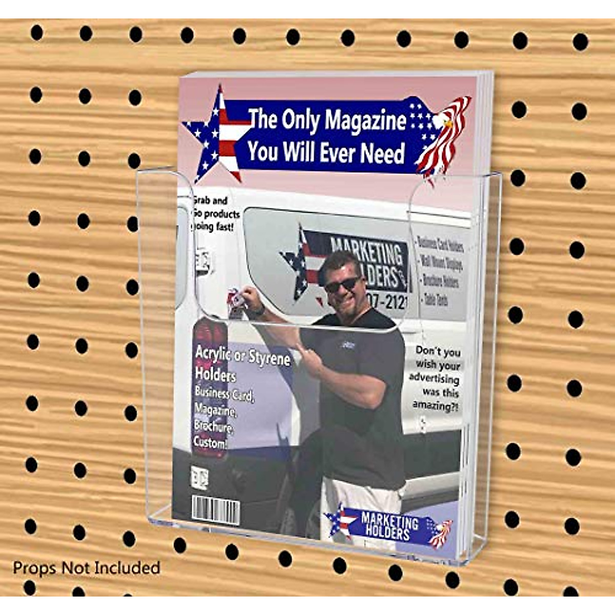 Marketing Holders 6 Pack Pegboard Brochure Holder 6.5" Wide Pamphlet Display Booklet Maps Literature Printed Material Menu Clear Acrylic Literature Organizer