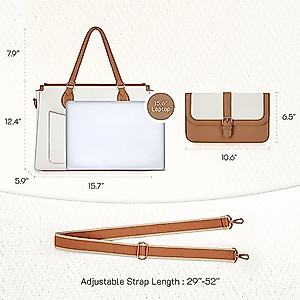 Missnine Laptop Bag with Removable Purse 15.6 inch Computer Bag Leather Briefcase for Women Work Bag Set Large Laptop Tote Bag for Office, Business