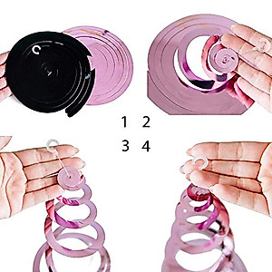 Minnie Happy Birthday Hanging Swirl Decorations, Ceiling Streamers Mini Mouse Birthday Party Supplies, Dumbo Decorations Party Favors for Kids Girls Glitter Rose Gold, Black and White Decor