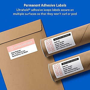 Avery TrueBlock Printable Shipping Labels with Sure Feed, 2" x 4" Customizable Stickers, White, 1,250 Blank Mailing Labels Total (5-Pack of 8163)
