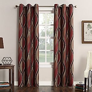 No. 918 Intersect Ogee Print Semi-Sheer Grommet Curtain Panel