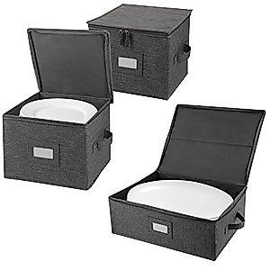 popoly China Storage Containers Inside 10" W x 8" H, Platter Storage Box, China Storage Case Containers