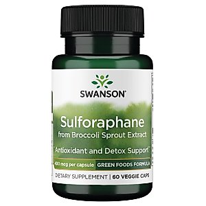Swanson Sulforaphane - Broccoli Sprout Extract Supporting Cellular, GI Tract, and Liver Health - Natural Supplement Standardized to 0.4% Sulforaphane - (60 Veggie Capsules, 400mcg Each)