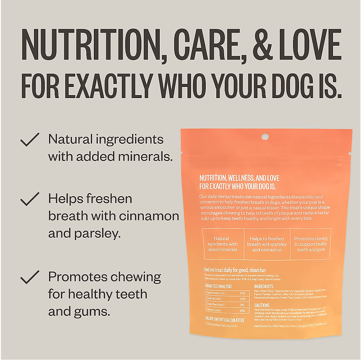 Ollie Belly Rubs Dog Probiotic Chews - Probiotics for Dogs and Ollie Dental Chews for Dogs Medium -Dog Breath Treats