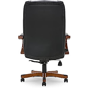 Serta Big and Tall Executive Office Chair with Wood Accents Adjustable High Back Ergonomic Lumbar Support, Bonded Leather, 30.5D x 27.25W x 47H in, Black