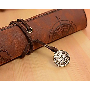 ANTIMAX Vintage Roll Up Pencil Case Creative Map Matte Smooth Cover Pencil Pouch Art Makeup Cosmetic Pouch with Pendant for Business School Gifts Smooth Light Brown