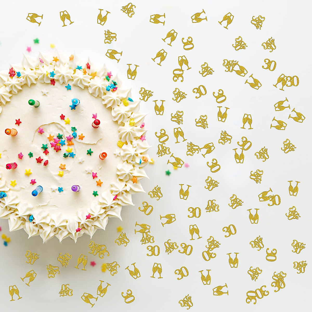 Halodete 30th Birthday Confetti - Dirty 30 Party Table Decorations - Adult Birthday Confetti - Happy 30th Anniversary Table Scatter Confetti Decorations - Gold Glitter, 120pcs