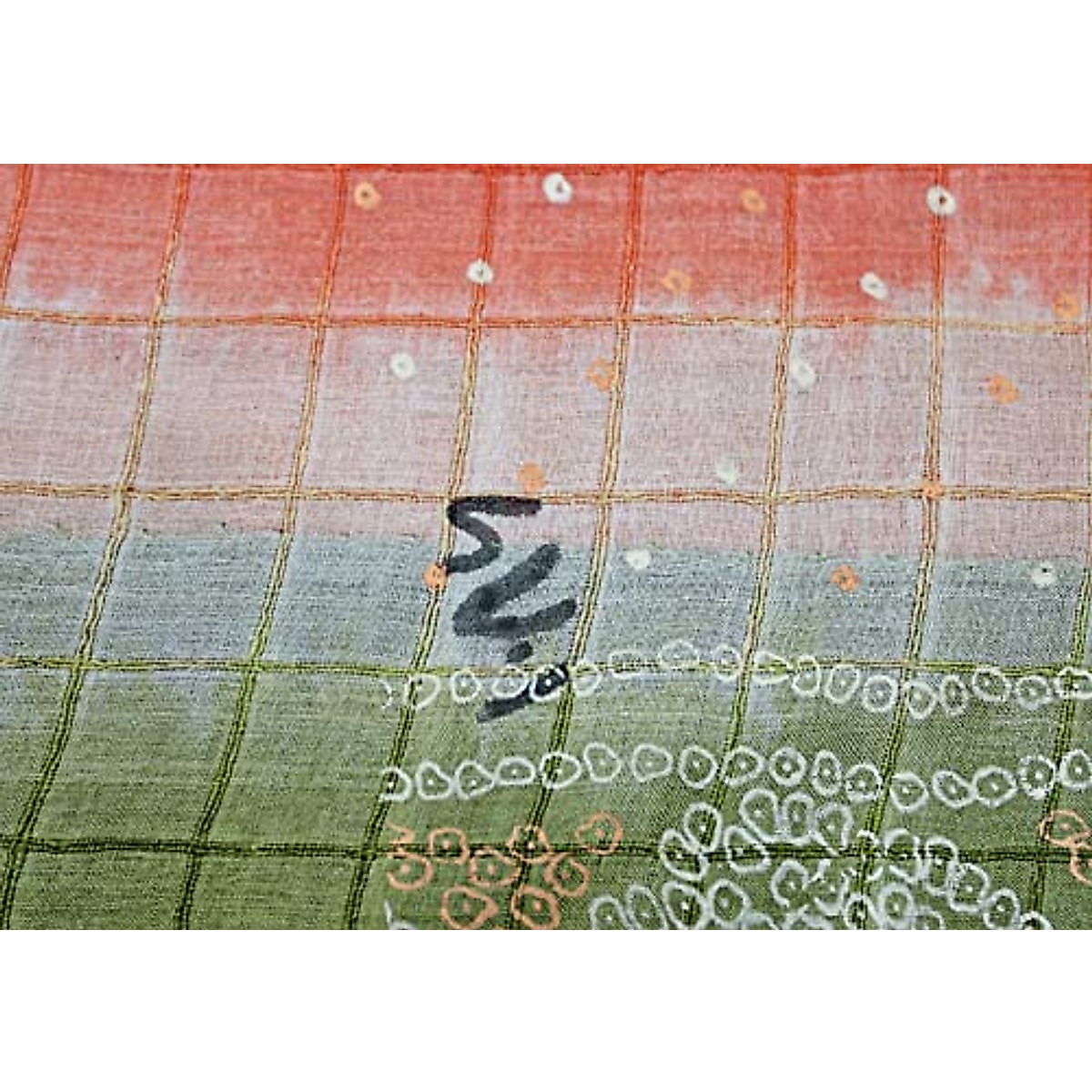 Peegli Vintage Orange Saree Bandhani Style Textile 100% Pure Silk Sari Recycled Fabric