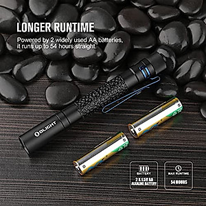 OLIGHT I5T Plus 550 Lumens EDC Flashlight, Pebble Pattern Pocket Flashlights, Powered by 2 AA Batteries Slim Light with Clip for Everyday Carry (Neutral White Light: 4000~5000K)