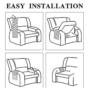 EXTLEZSA Sofa Armrest Cover,1/2/3 Seater Sofa Headrest Slipcovers Nonslip Armchair Cover Quilted Water Proof Furniture Protector for Recliner Leather Sofa Couch (Light Gray,1 Seat Recliner 3 pc)