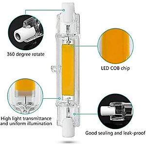 Qixivcom 2 Packs 78mm 10W R7S LED Bulbs LED COB Light 100W Halogen Equivalent J Type T3 120V R7S Dimmable Daylight White 6500K Double Ended R7S LED J78 Flood Light Landscape Lights Lamp Work Lighting