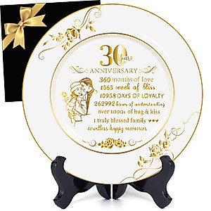 SHUNNIUB 30th Anniversary Plate, Meaningful Pearl Anniversary Wedding Gifts for Couple Parents to Celebrate 30th Wedding Anniversary, 9" x 9"