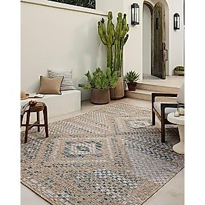 Loloi Amber Lewis x Topanga Natural/Aqua 3'-11" x 5'-11" Accent Rug