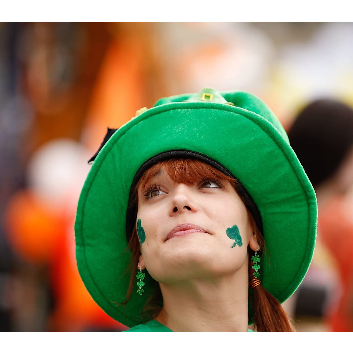 St. Patrick's Day Earrings for Women,Irish Shamrock Acrylic Dangle Earrings, Green Hat Clover Horseshoe Drop Earrings for Irish Festival (C)
