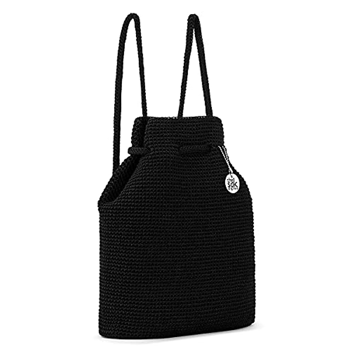 The Sak Crochet Craze Dylan Backpack, Large Lightweight Bag with Dual Straps, Black