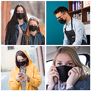 Taizhi Medical black ｍasks 50 Pcs, 3 Layer Filter black face masks