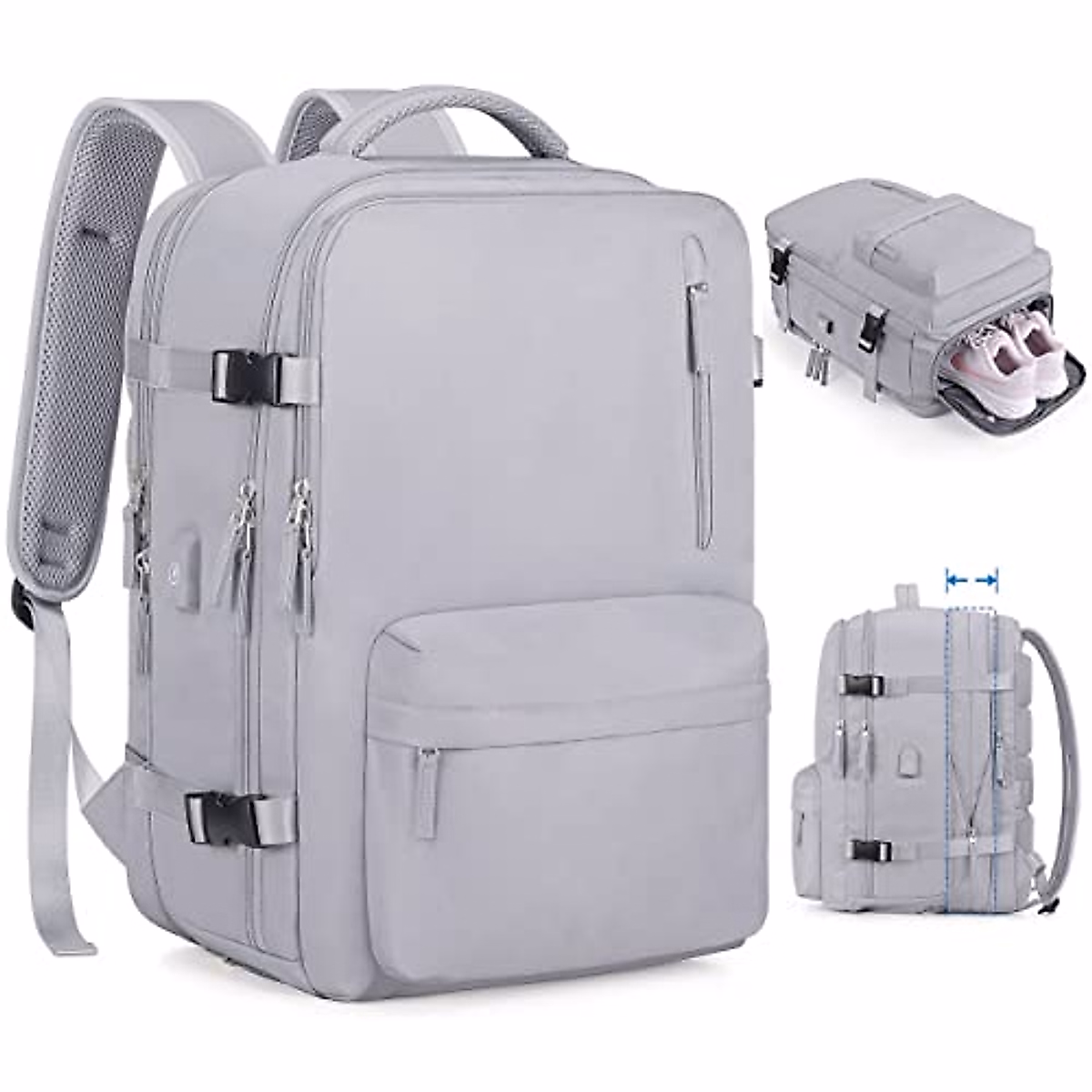 Large Travel Laptop Backpack, Expandable 45L Carry On Backpack Water Resistant Airline Approved Business Work Computer Bag Gifts for Men & Women Fits 17 Inch Notebook