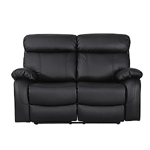 Alexent Loveseat Recliner Sofa, Power Recliner Leather Loveseat Sofa with USB Port Recliner Chair Couch 2 Seater Sofa for Living Room,Bedroom,Playroom,Black
