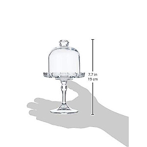 Mini Cake Stand Glass Mini Cupcake Display Plate with Dome Cover Pedestal Dessert Stand Holder for Wedding Birthday Party Supplies (Plain)