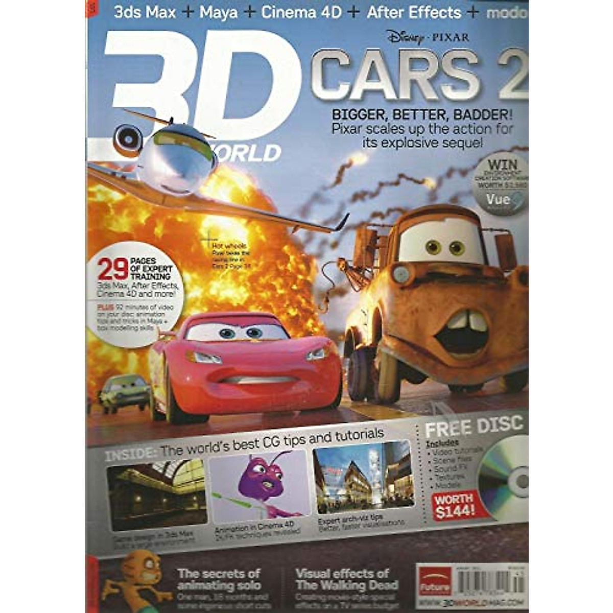 3D WORLD MAGAZINE, CARS 2, AUGUST 2011, ISSUE 145 ~