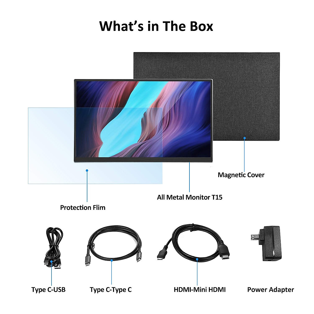 ZSCMALLS 100% sRGB Portable Monitor FHD IPS Ultra Slim&Lightweight Metal Frame 15.6'' HDR 1080P HD Eye Care Screen USB C Gaming Monitor for Laptop/PC/Cellphone/Switch/PS3-5/Xbox/Raspberry Pi