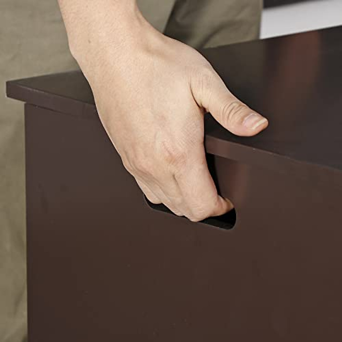 HomGarden 30 inches Modern Wooden Toy Box Storage Chest Bench Trunk with Flip Top Lid and 2 Safety Hinge, 100L Decorative Toys Bench Box for Girls Boys Kids Playroom Bedroom Living Room (Brown)