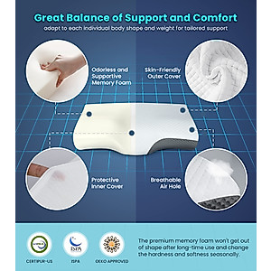 Adjustable Cervical Pillow for Neck and Shoulder Pain Relief, 5X Support Memory Foam Pillows for Sleeping, Orthopedic Traction Pillow Odorless, Bed Pillow for Side Back Stomach Sleeper