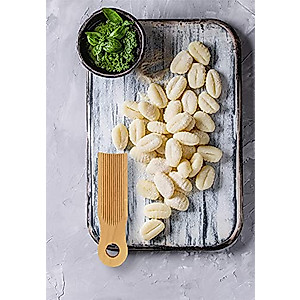 Rounded Gnocchi Board Paddle, Unique Curved Design for Handmaking Italian Gnocchi Pasta. Perfect Ridges that Form the Grooves on the Gnocchi. Easy to Use and Clean. Gnocchi Party at Home.