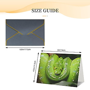PAILON Green Snake Thank You Cards With Envelopes, Blank Greeting Note Cards With Envelopes Blank Inside, Funny Birthday Cards For Women Men, Thank You Card For Wedding Business,Graduation