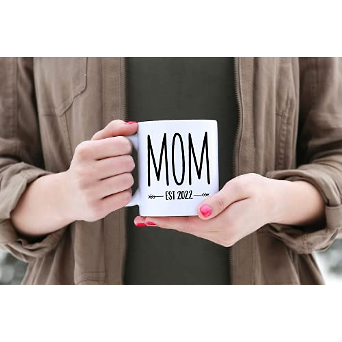 Pregnancy Gift Est 2022 - New Mom and Dad Est 2022 11 oz Mug Heart Set with"Let Adventure Begin" Romper (0-3 Months) - Top Mom and Dad Gift Set for New and Expecting Parents to Be - Baby Shower