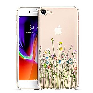 Unov Case for iPhone SE (2022) iPhone SE (2020) iPhone 8 iPhone 7 Case Clear with Design Embossed Floral Pattern TPU Soft Bumper Shock Absorption Slim Protective 4.7 Inch (Flower Bouquet)