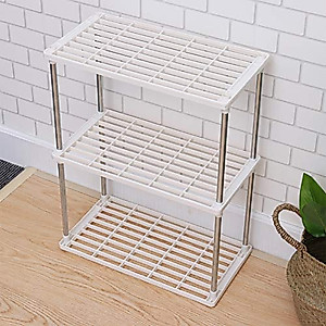 YARNOW 3- Tier Storage Shelf Plastic Shelving Unit Free Standing Rack Organizer Tool Holder Plant Stand for Kitchen Bathroom Laundry Narrow Places Shoe White