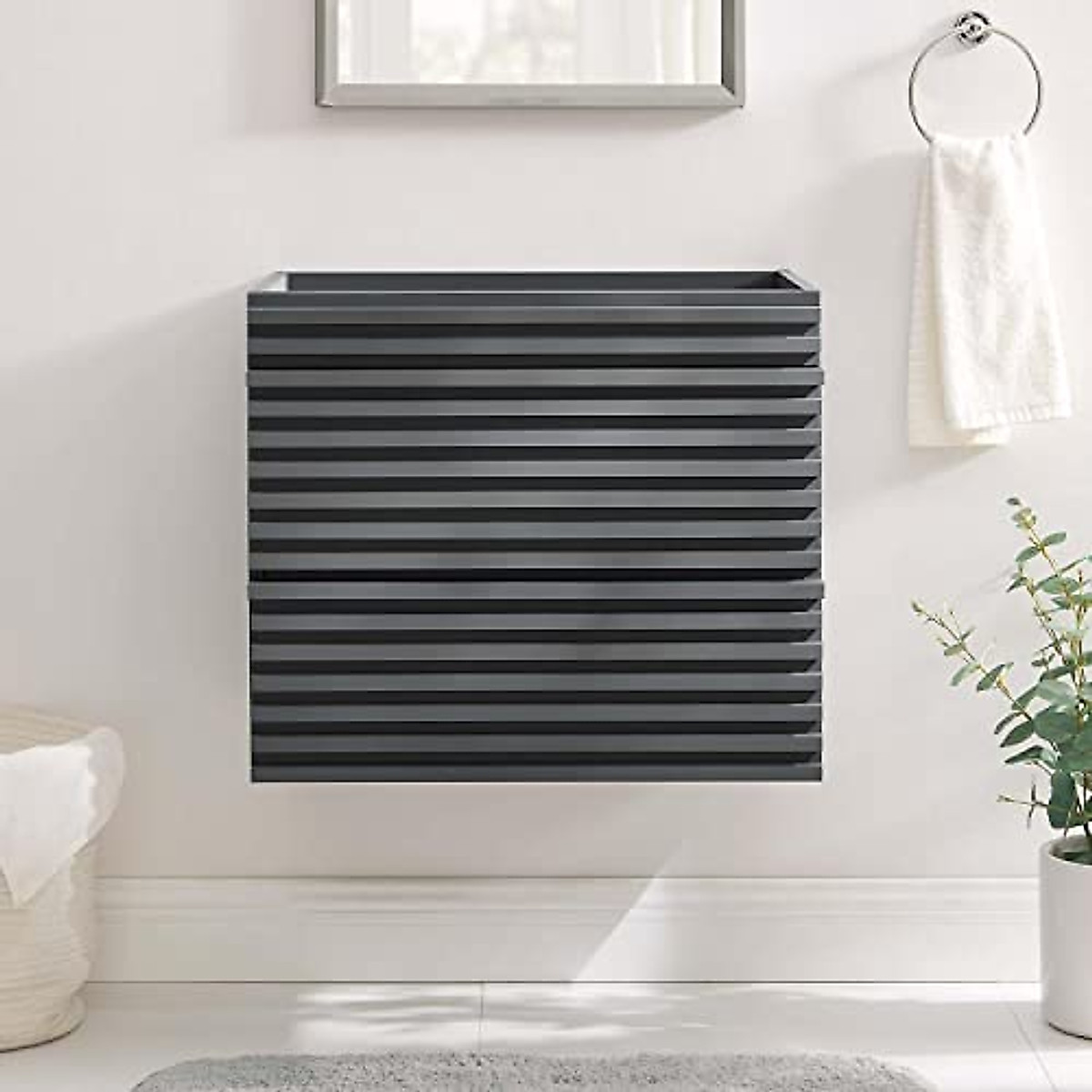 Modway Render 23.5" MDF Wood Wall-Mount Bathroom Vanity Cabinet in Gray