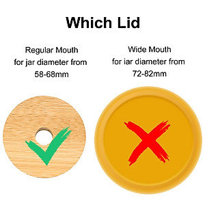 6 Pack Bamboo Lids Mason Jar Lids with Straw Hole 70 mm Regular Mouth Wood Lids for Mason Jars with 4 Pieces Reusable Stainless Steel Straws, Cleaning Brush and Bag (Simple Style)