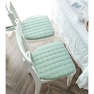 Happiness Decoration 2 Pack Chair Pad Seat Cushion Soft Non Slip Washable Dining Room Chair Pads with Ties Comfort and Softness Machine Washable U Shape Chair Pads,17' ' x 15.7' ' (Green (2PACK))