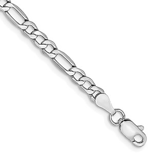 Avariah 14K White Gold 9 inch 3.5mm Semi-Solid Figaro with Lobster Lock Chain - 9"
