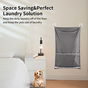 Door Hanging Laundry Hamper Bag - 2 Pack Laundry Hamper Bags Collapsible Over Door Laundry Bag with Hooks Large Hamper Clothes Storager for Space Saving Large Laundry Organizer Bag for Bathroom