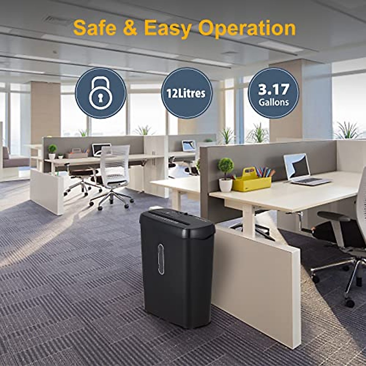 Paper Shredder, 10-Sheet Strip Cut with 3.17-Gallon Basket, P-2 Security Level, 3-Mode Design Shred CD and Credit Card, Durable&Fast with Jam Proof System, Paper Shredder for Home Office (ETL)
