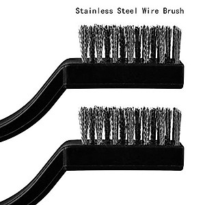 Topbuti 15 Pcs Mini Stainless Steel Wire Brush Set for Cleaning Welding Slag Rust, Wire Bristle Scratch Brush Set, Curved Handle Brushes