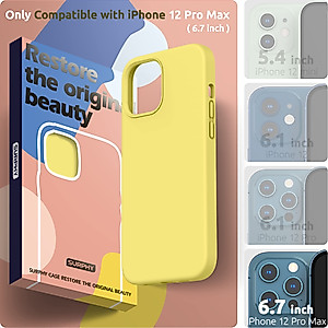 SURPHY Designed for iPhone 12 Pro Max Case 6.7 inches, Liquid Silicone Phone Case (with Microfiber Lining) for iPhone 12 Pro Max 2020, Yellow