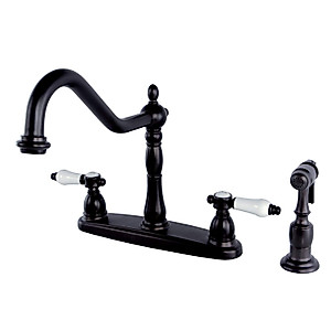 Kingston Brass KB1755BPLBS Bel Air 8 inch Centerset Kitchen Faucet with Brass Sprayer, 8-5/8 inch In Spout Reach, Oil Rubbed Bronze
