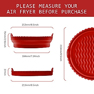 Air Fryer Silicone Liners Air Fryer Liners - 2 Pack Foldable Air Fryer Pot Reusable Air Fryer Baskets 8.5 Inches Round Air Fryer Accessories Replacement for Parchment Liner Paper…