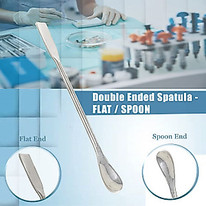 A2Z-DE002 Stainless Steel Double Ended Micro Lab Spatula Sampler, Square & Flat Spoon End, 9" Length