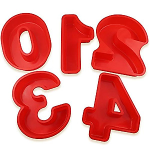 CLOUDCLAMB 4.25 inch Number Cake Pans, 0-8 Silicone Mold, Party Cake Birthday Cake Red