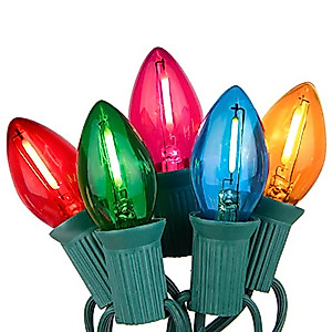 C7 Easter Lights Christmas String Lights 25Ft Christmas LED String Lights Outdoor with 27 Clear Multicolor Bulbs, Led Vintage Christmas Lights for Outdoor Xmas Garden Wedding Party Decor