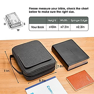 Bible Covers for Men & Women, Bible Case Carrying Church Bag with Book Stand, Bible Bag with Handle, Zipper and Multi-Pockets for Scripture Study Bible Protector, Deep Gray (Patent Pending)
